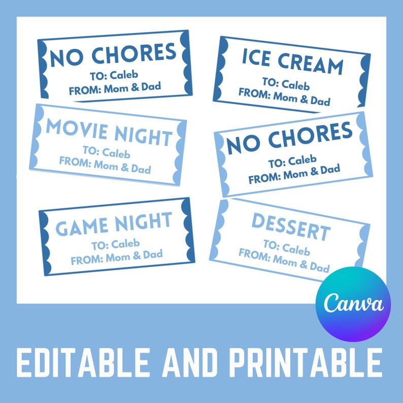 Editable Coupon Book, Printable Kids Coupons, Kids Reward Coupon, Kids ...