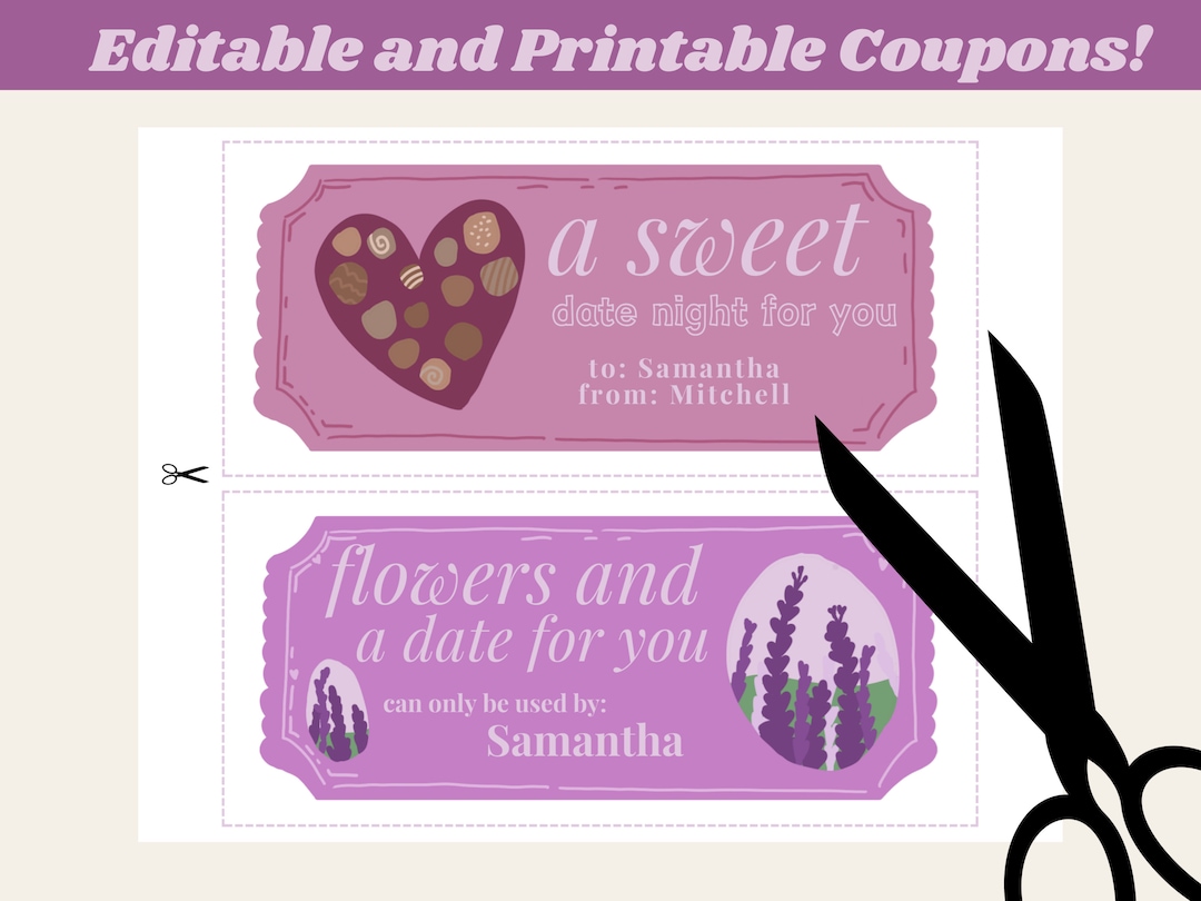 Love Coupon Printable | Date Night Coupons | Editable Coupon | Editable ...