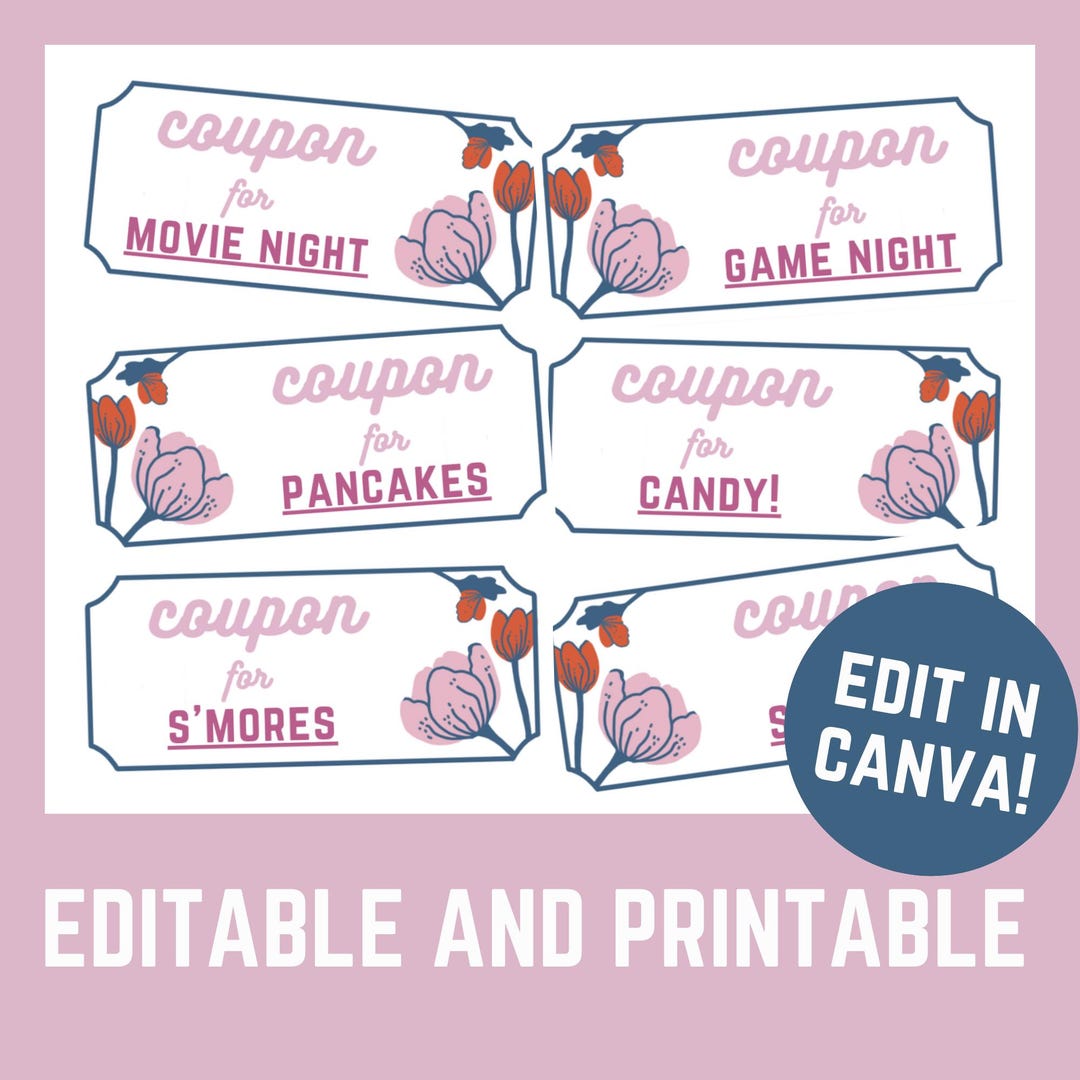 Printable Kids Reward Coupon Book, Editable Birthday Gift (PDF) - Etsy