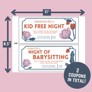 Babysitting Coupon Editable Babysitting Voucher Gifted Certificated Printable Voucher Gift Date ...
