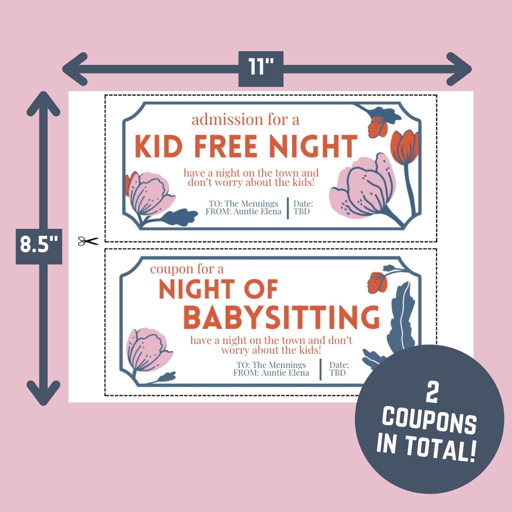 Babysitting Coupon Editable Babysitting Voucher Gifted Certificated ...