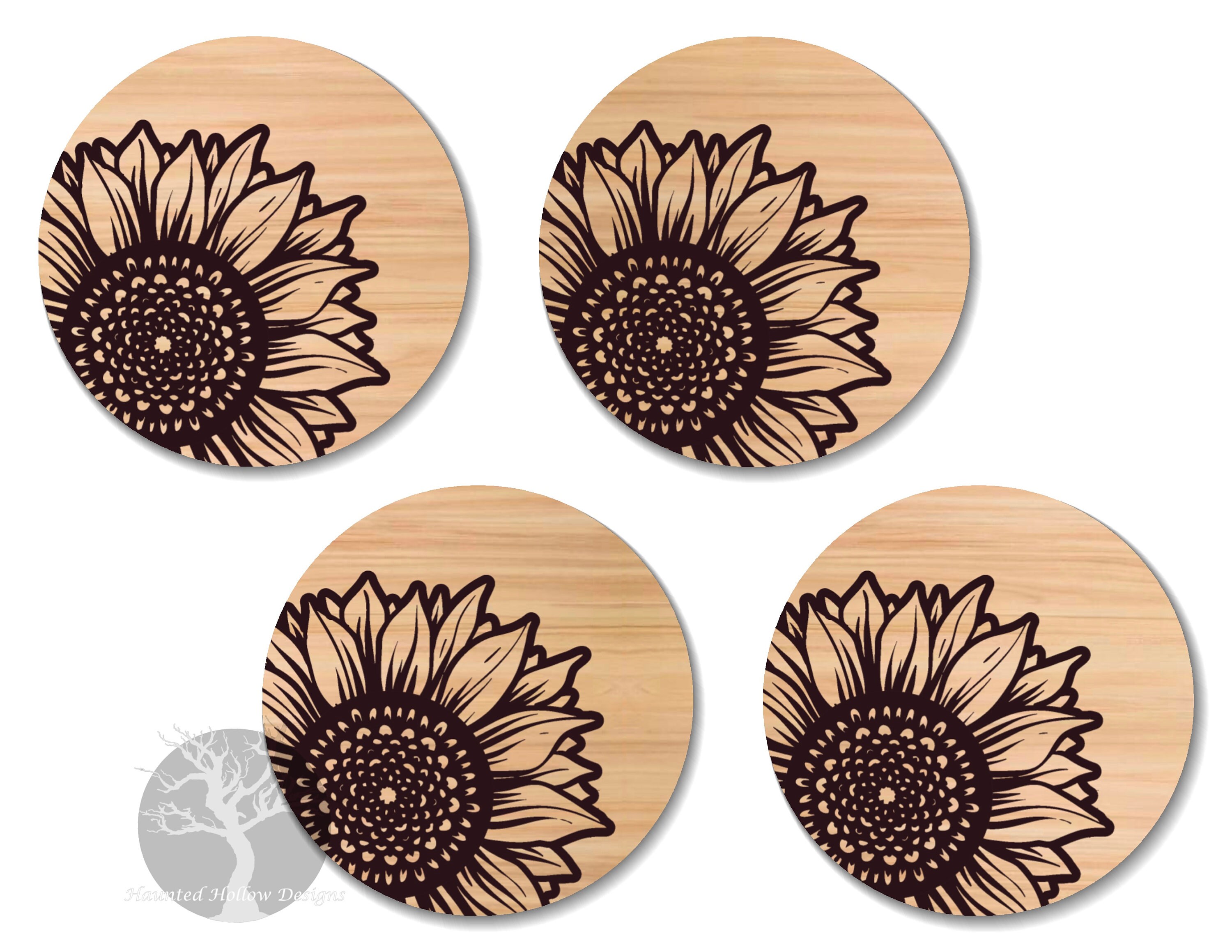 Sunflower Laser Cut Wood Coasters - Etsy