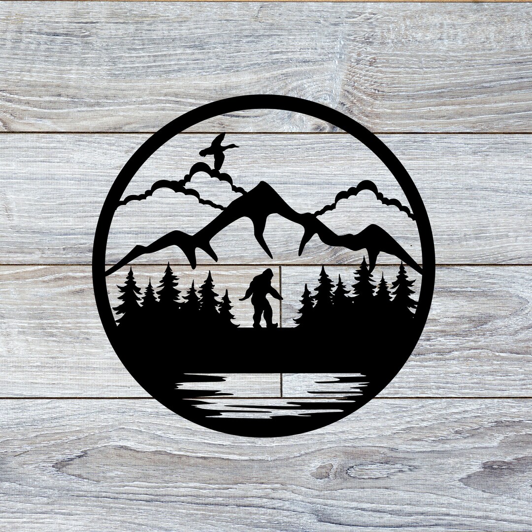24x24 Black Sasquatch Metal Sign Wall Art Décor for Cabin, Man Cave ...