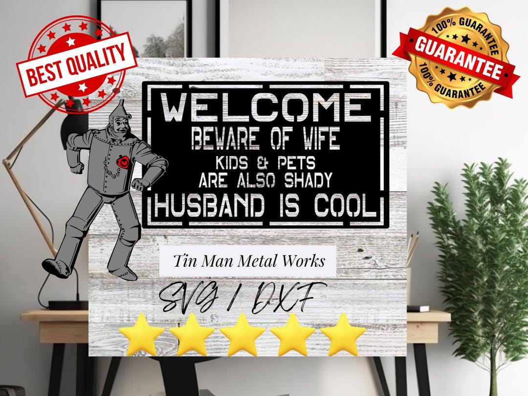 Beware of Wife Sign SVG DXF, Funny Husband House Sign Cut File - Etsy