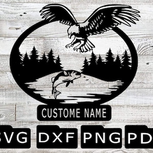 Eagle, Fish, Monogram, Outdoor, SVG, DXF, PDF, Png, Plasma, Laser ...