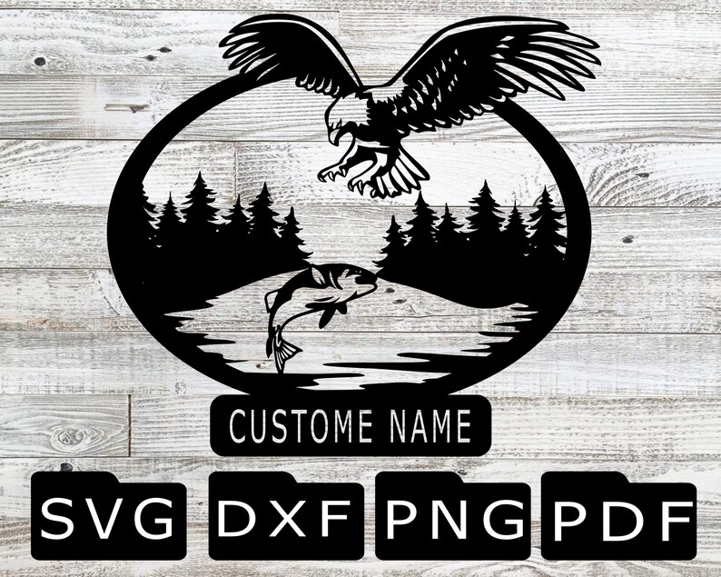 Eagle Fish Monogram Outdoor SVG DXF PDF Png Plasma - Etsy