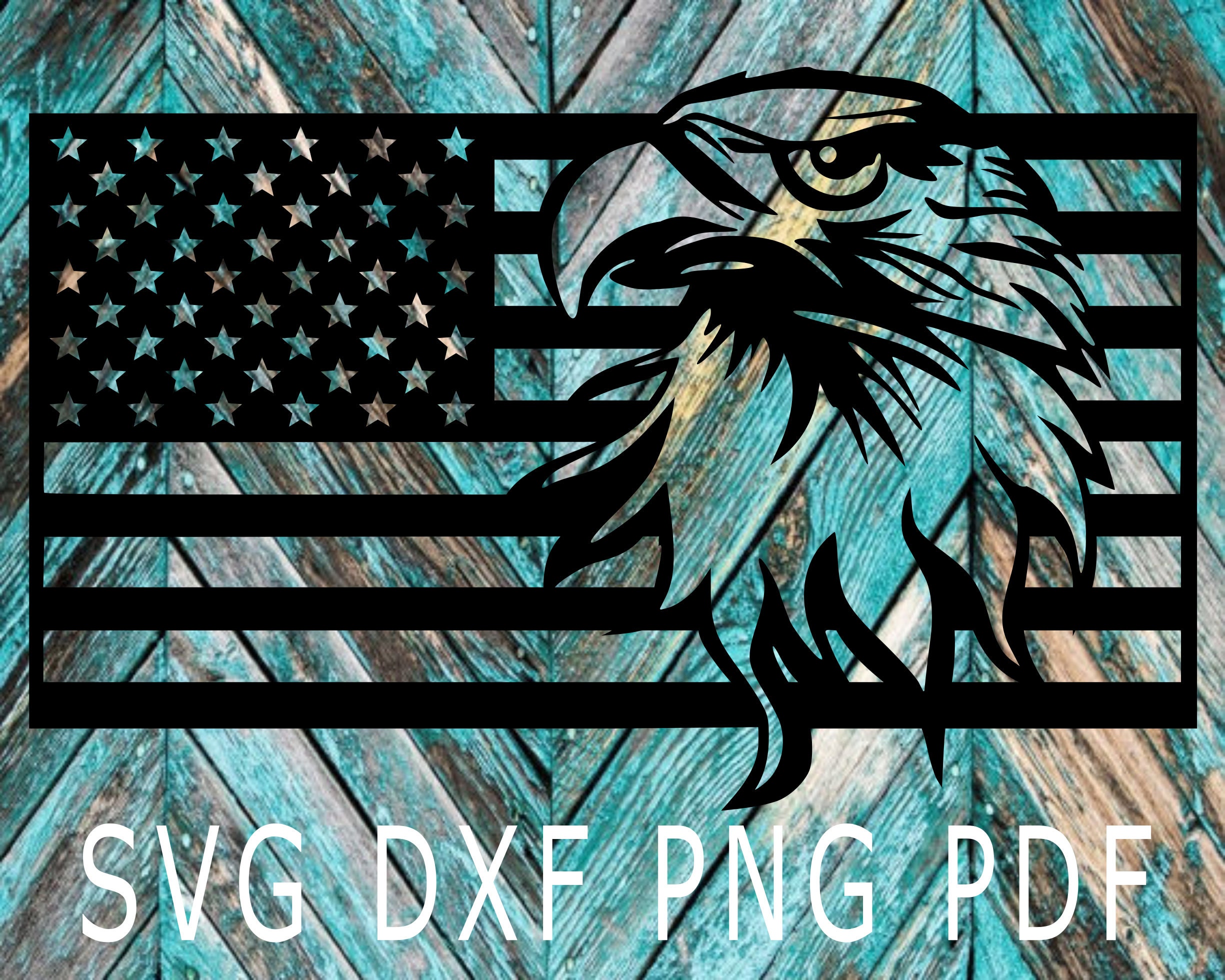 DXF SVG Cut File File CNC Plasma Laser Eagle Flag 2nd - Etsy