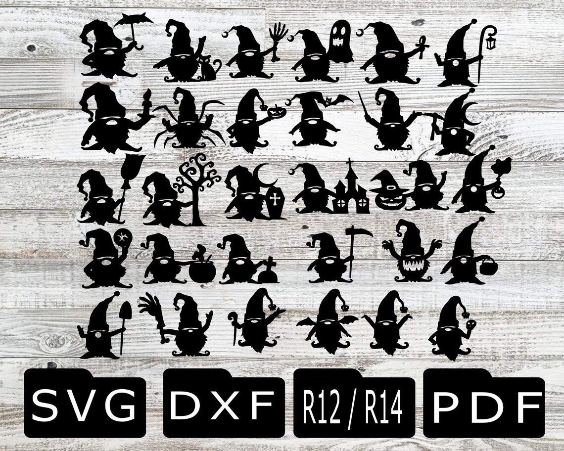 Garden Gnomes Svg Halloween Gnomes Svg Halloween Gnomes Dxf - Etsy