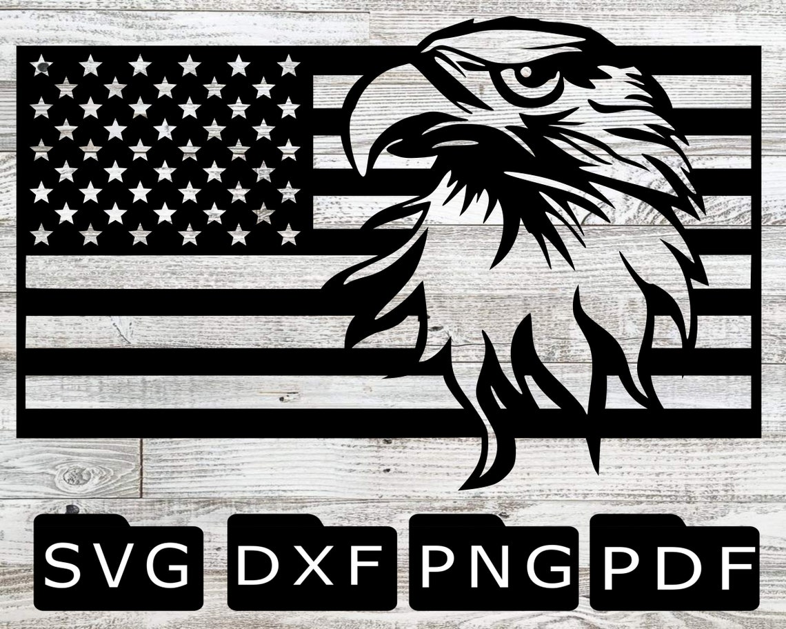 DXF SVG Cut File File CNC Plasma Laser Eagle Flag 2nd - Etsy