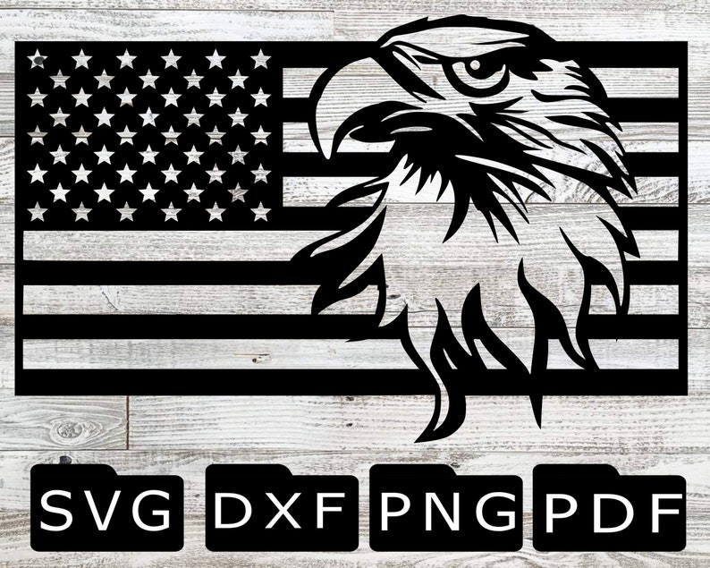DXF SVG Cut File File CNC Plasma Laser Eagle Flag 2nd - Etsy