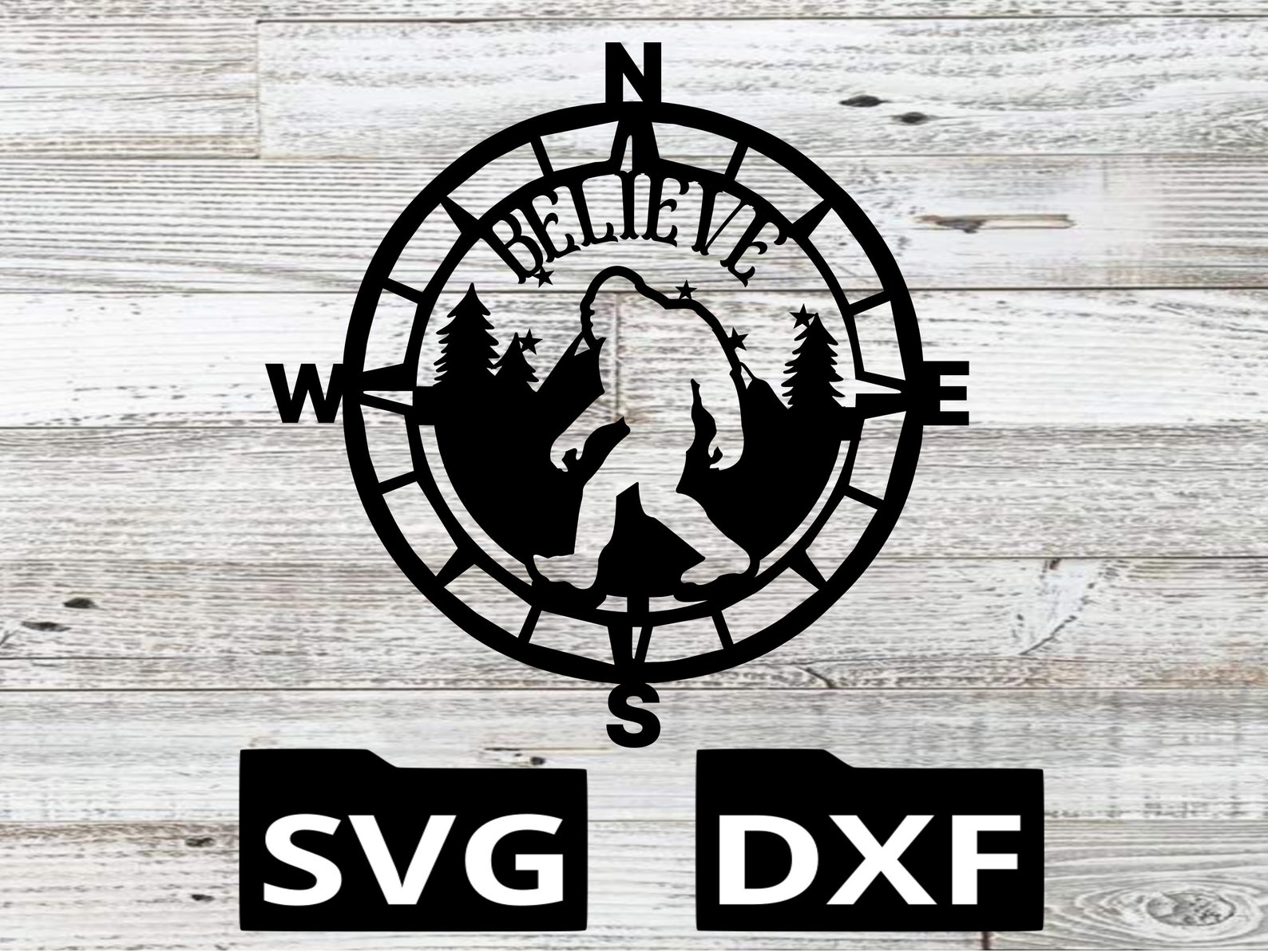 Bigfoot Compass Svg Dxf File for Plasma Cnc T Shirt Wood Burning ...