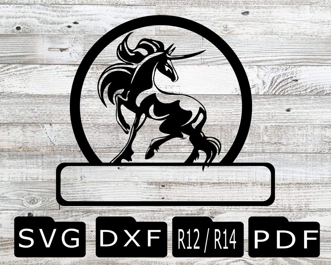 Unicorn Monogram Cut File SVG DXF, Laser Plasma CNC (digital Download ...