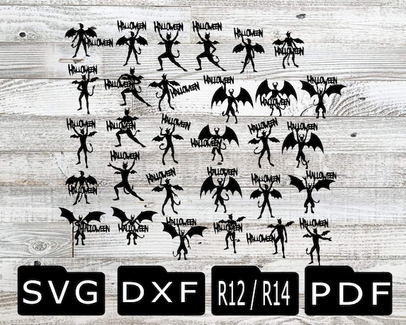 Devil Holding Halloween Sign SVG DXF Files Designs for CNC - Etsy