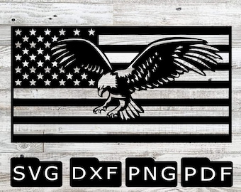 DXF SVG Cut File File CNC Plasma Laser Eagle Flag 2nd | Etsy