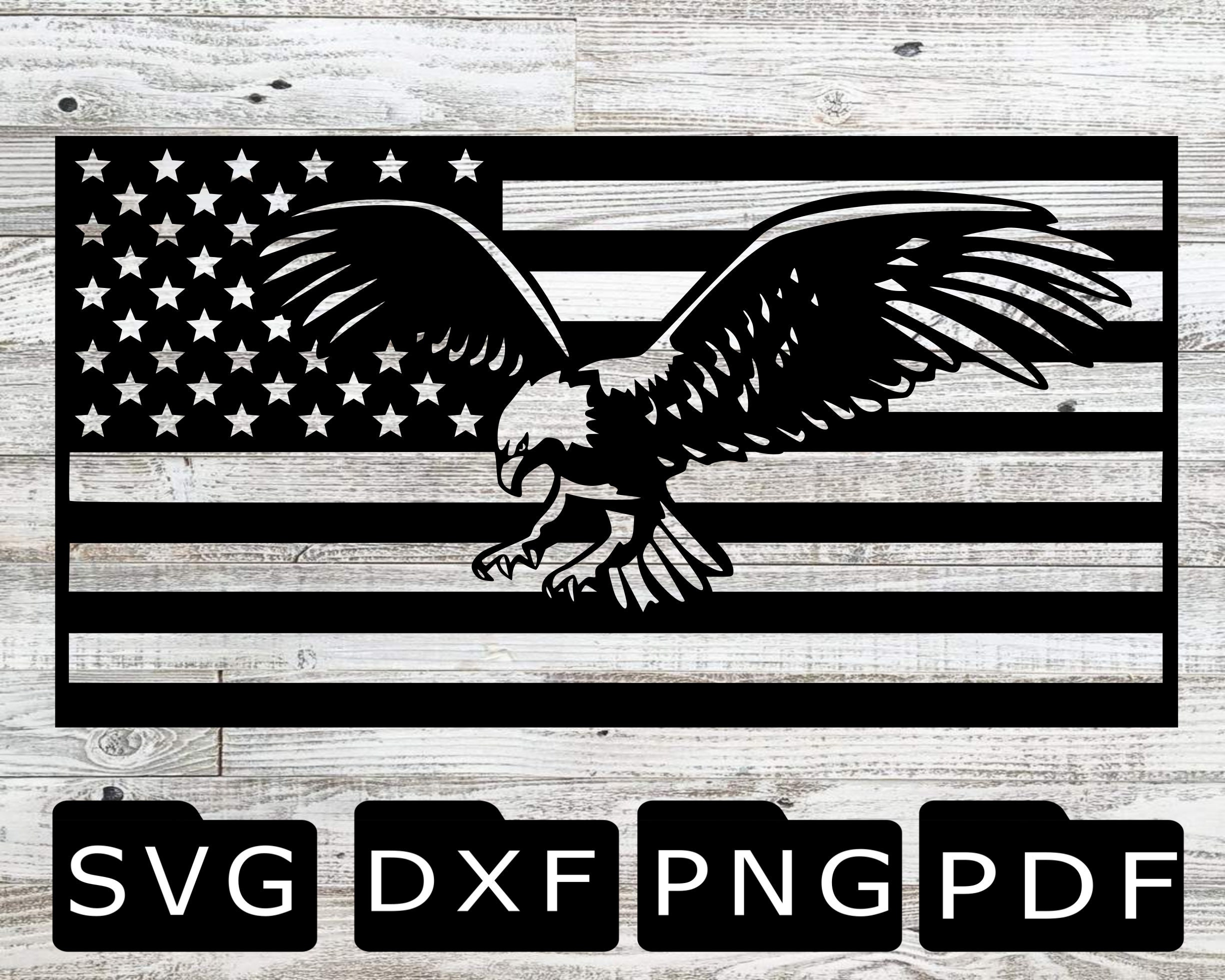 DXF SVG Cut File File CNC Plasma Laser Eagle Flag 2nd - Etsy