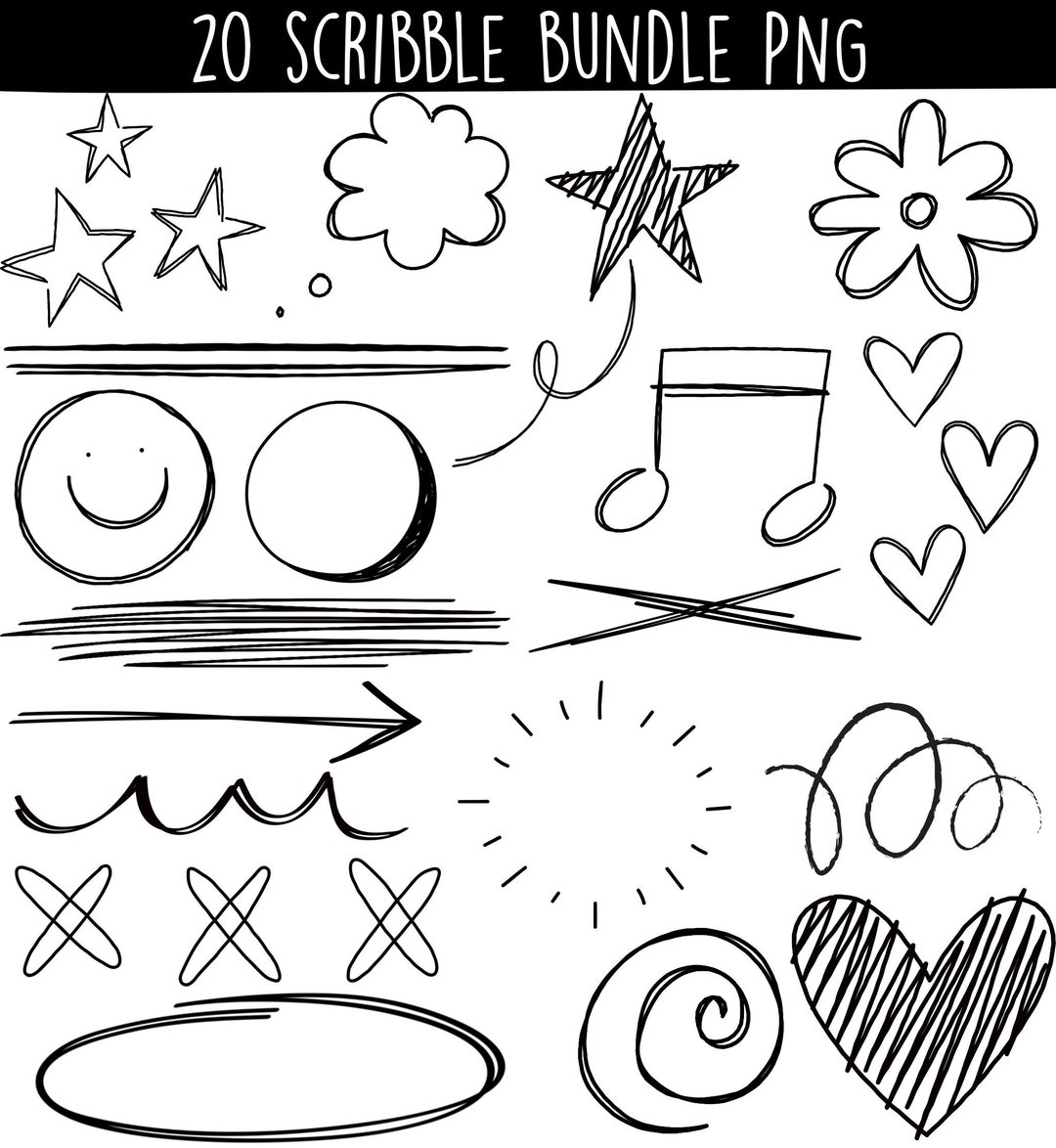 20 Scribbles Bundle PNG SVG Bundle Tshirt Cricut Cups - Etsy