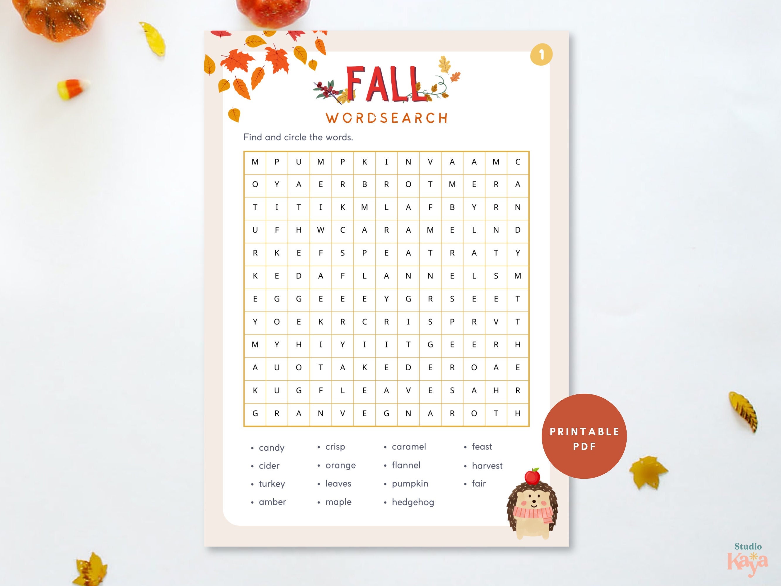 Fall Word Search, Printable Digital Download, Fun Kids & Teens ...