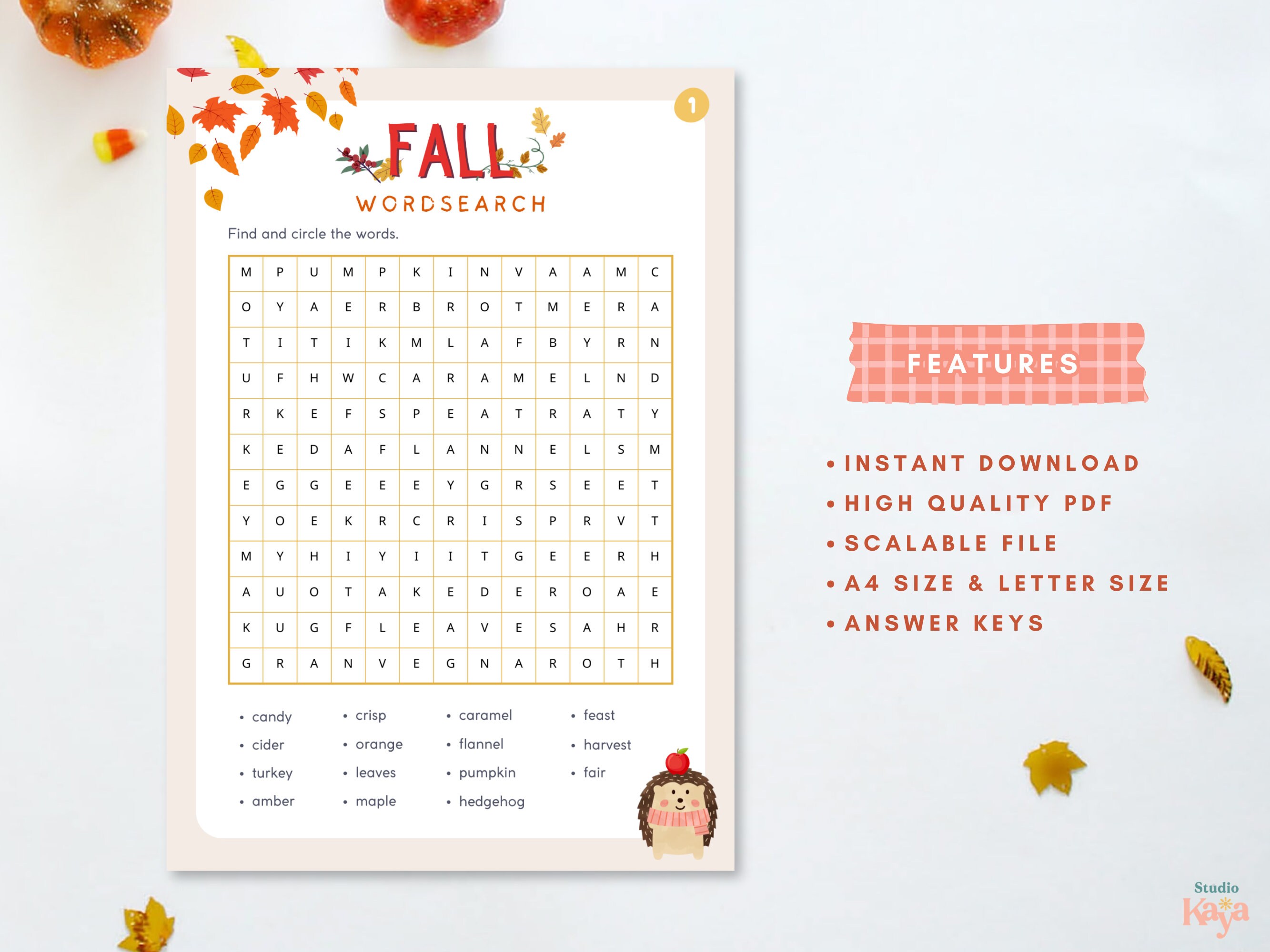 Fall Word Search, Printable Digital Download, Fun Kids & Teens ...