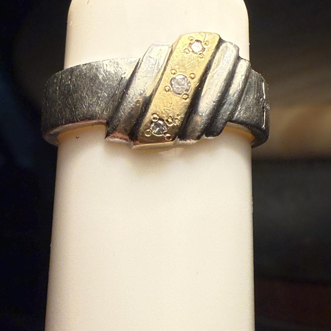 Vintage Boeing Employee Ring – Sterling Silver Band W/ Gold Accent ...