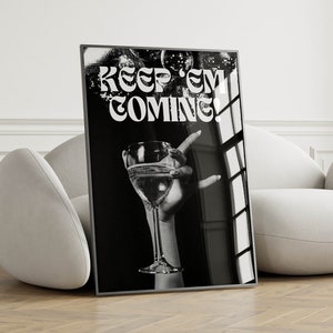 Keep Em Coming Retro Disco Art Print Martini Poster Bar Cart Decor ...