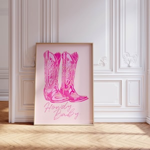 Cowgirl Poster Pink Wall Art Trendy Apartment Decor, Pink Room Decor ...