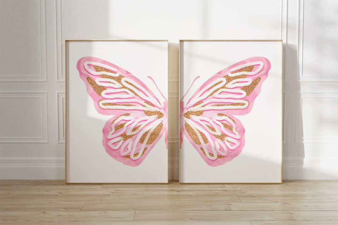 Split Butterfly Wall Art Set Preppy Y2k Room Decor, Pastel Wall Art ...