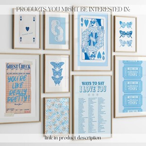 Blue Hearts Preppy Wall Art Printable, Preppy Room Decor for Teens ...
