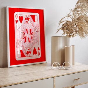 Queen of Hearts Playing Card Poster Bar Cart Decor Girly Wall - Etsy
