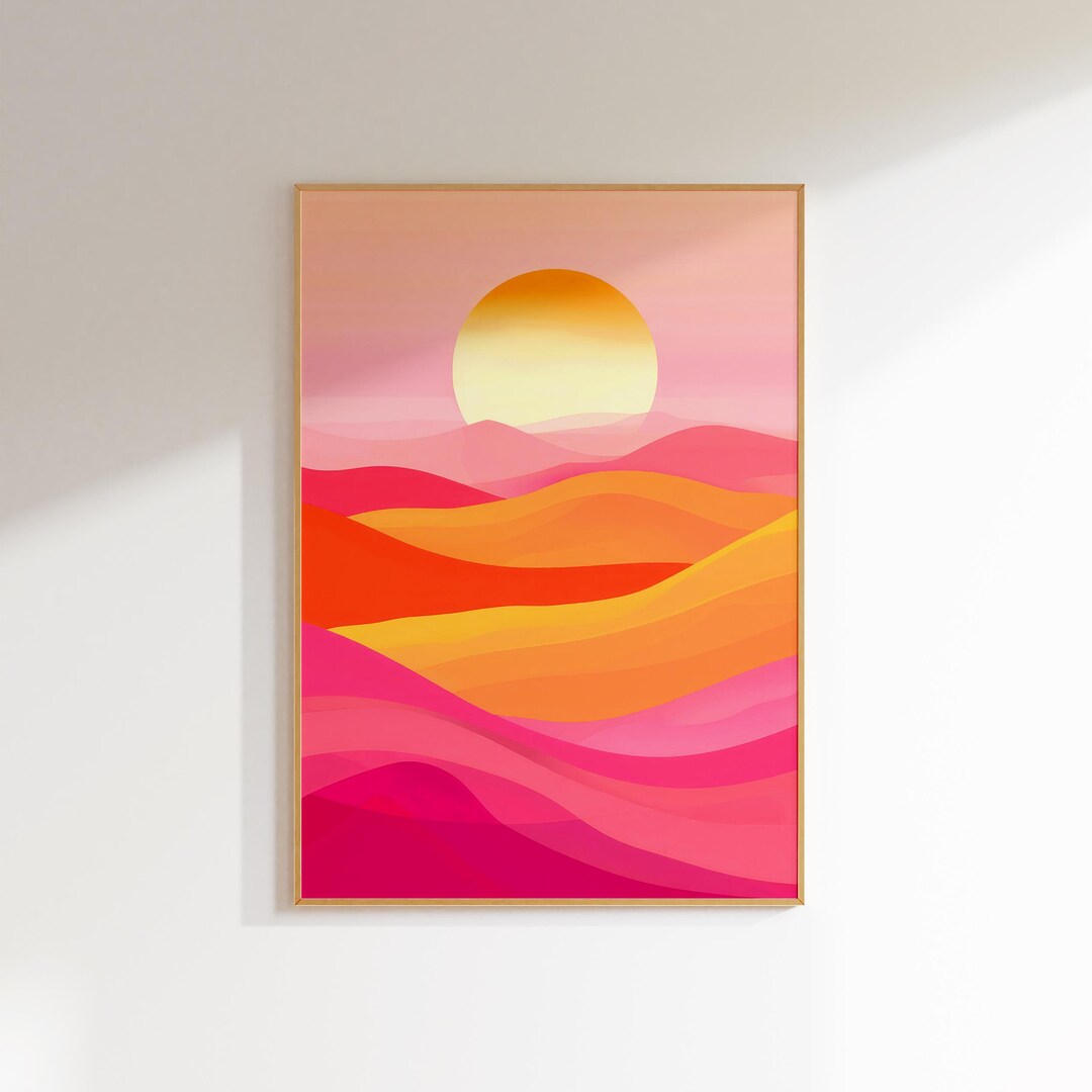 Sun Wall Art Abstract Landscape Art Cute Wall Decor Over the Bed Preppy ...