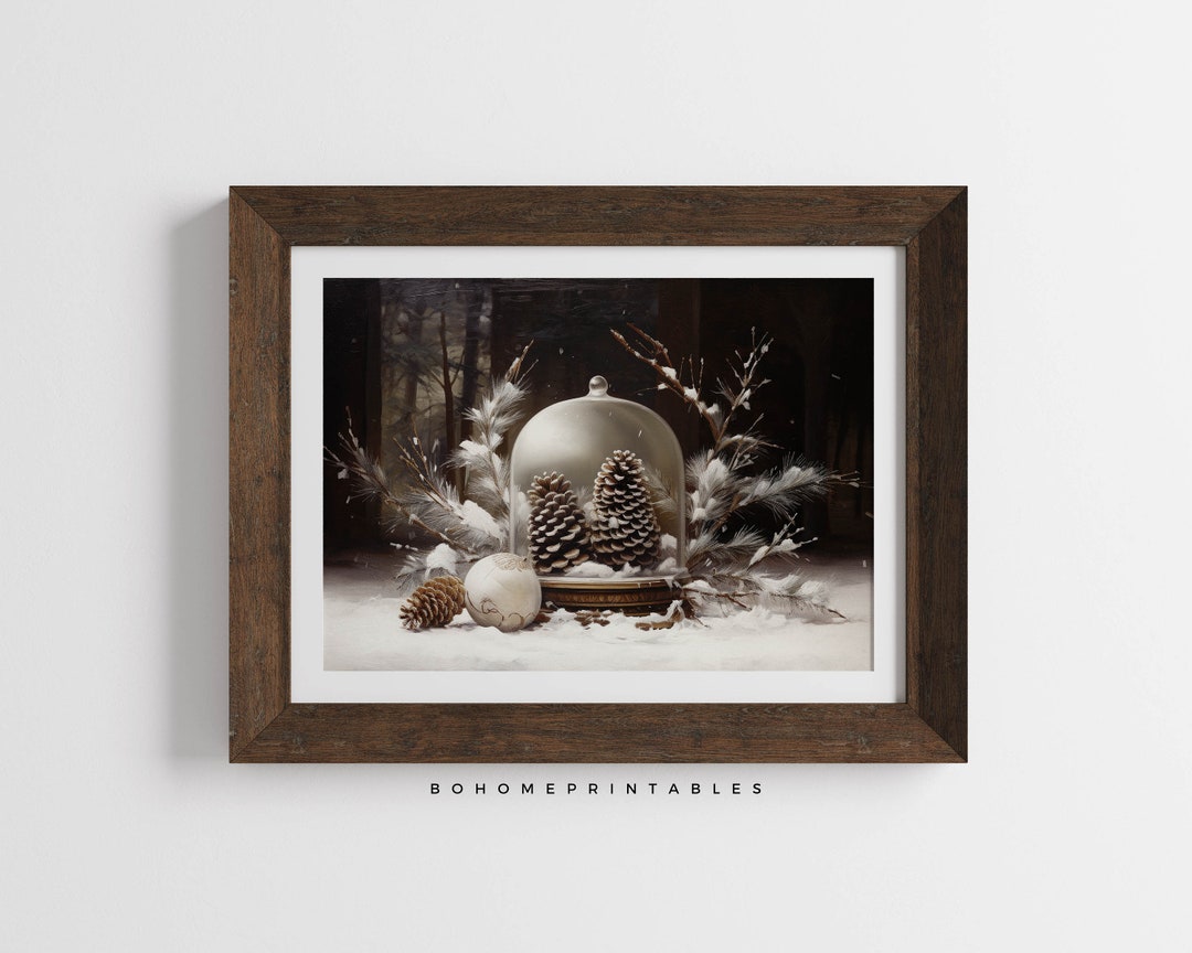 Rustic Christmas Wall Art Botanical Print, Vintage Christmas Digital ...