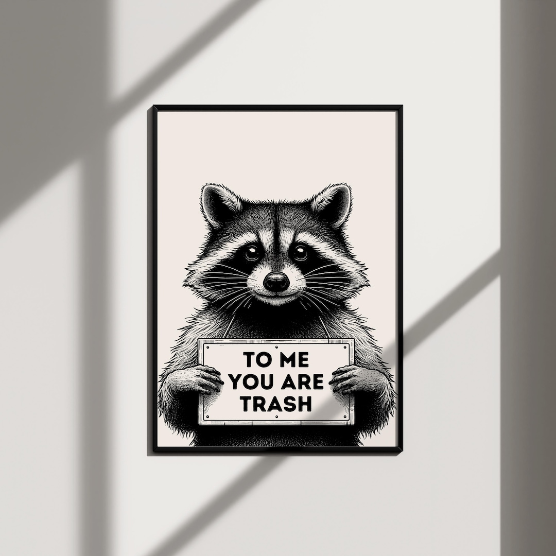Funny Raccoon Poster Quirky Home Decor, Trendy Art Animal Decor ...