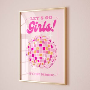 Disco Ball Decor Pink Cowgirl Art Sassy Poster Western Bedroom Decor ...