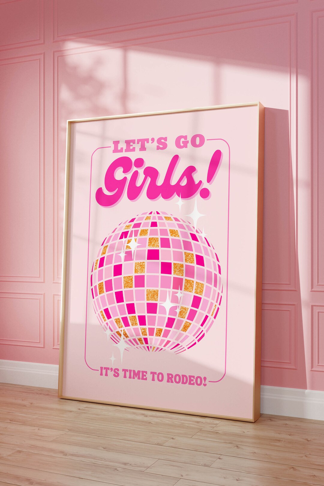 Disco Ball Decor Pink Cowgirl Art Sassy Poster Western Bedroom Decor ...