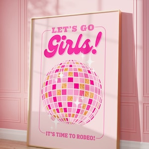 Disco Ball Decor Pink Cowgirl Art Sassy Poster Western Bedroom Decor ...