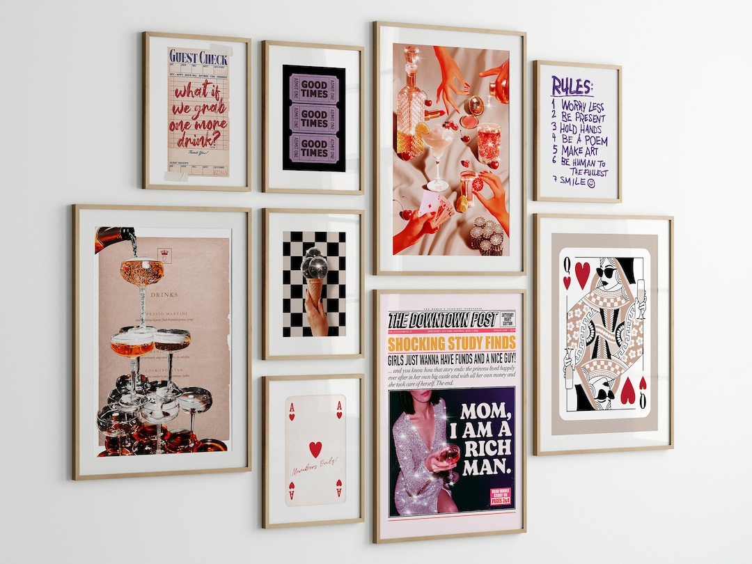 Trendy Retro Wall Art Prints Funky Wall Decor Grunge Posters, Funky ...