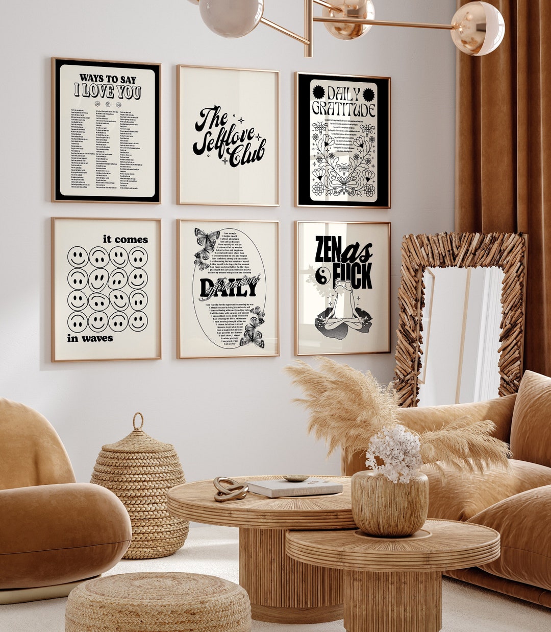 Spiritual Affirmation Wall Art Cute Apartment Decor 70s Style Poster ...