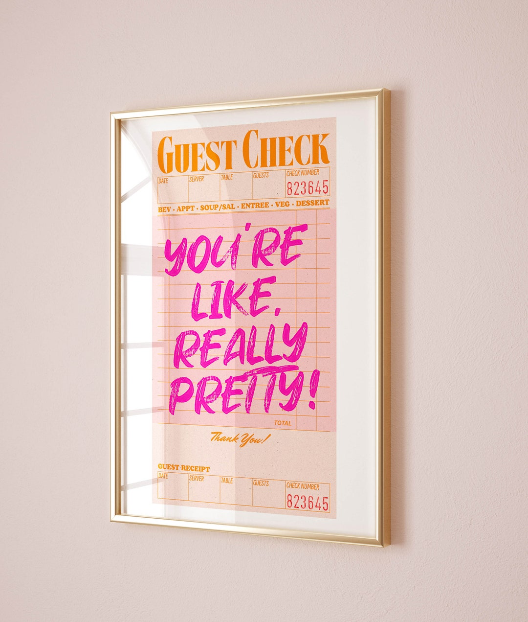You're Like Really Pretty Guest Check Poster Preppy Dorm Decor, Pink ...