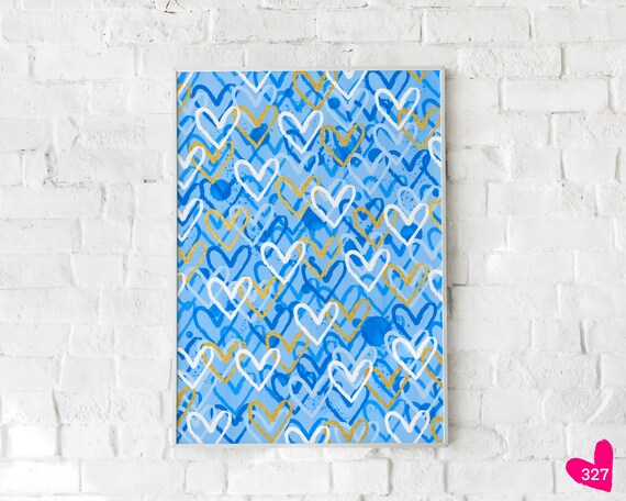 Blue Heart Preppy Wall Art Printable Preppy Room Decor for - Etsy