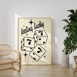 Lucky Seven Dice Lucky You Poster Retro Wall Art Trendy Downtown Girl ...