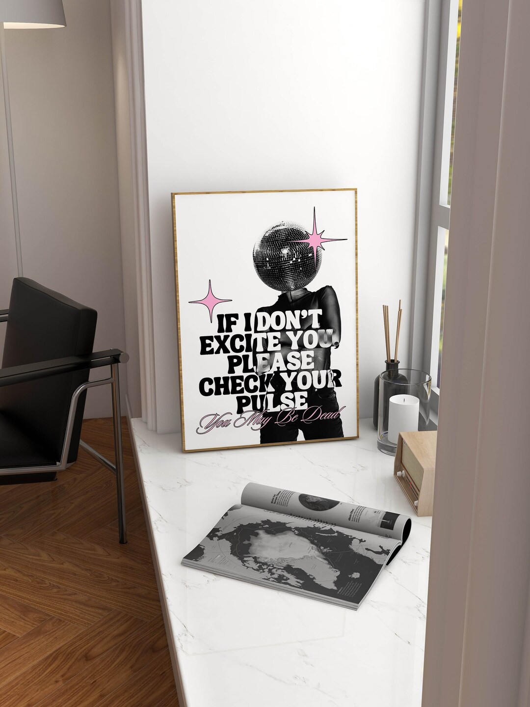 Retro Disco Art Print Funky Wall Art Cute Apartment Decor, Y2k Poster ...