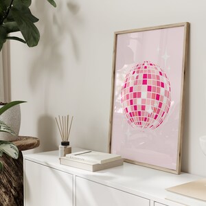 Disco Ball Decor Groovy Poster, Preppy Room Decor Bar Cart Art, Disco ...