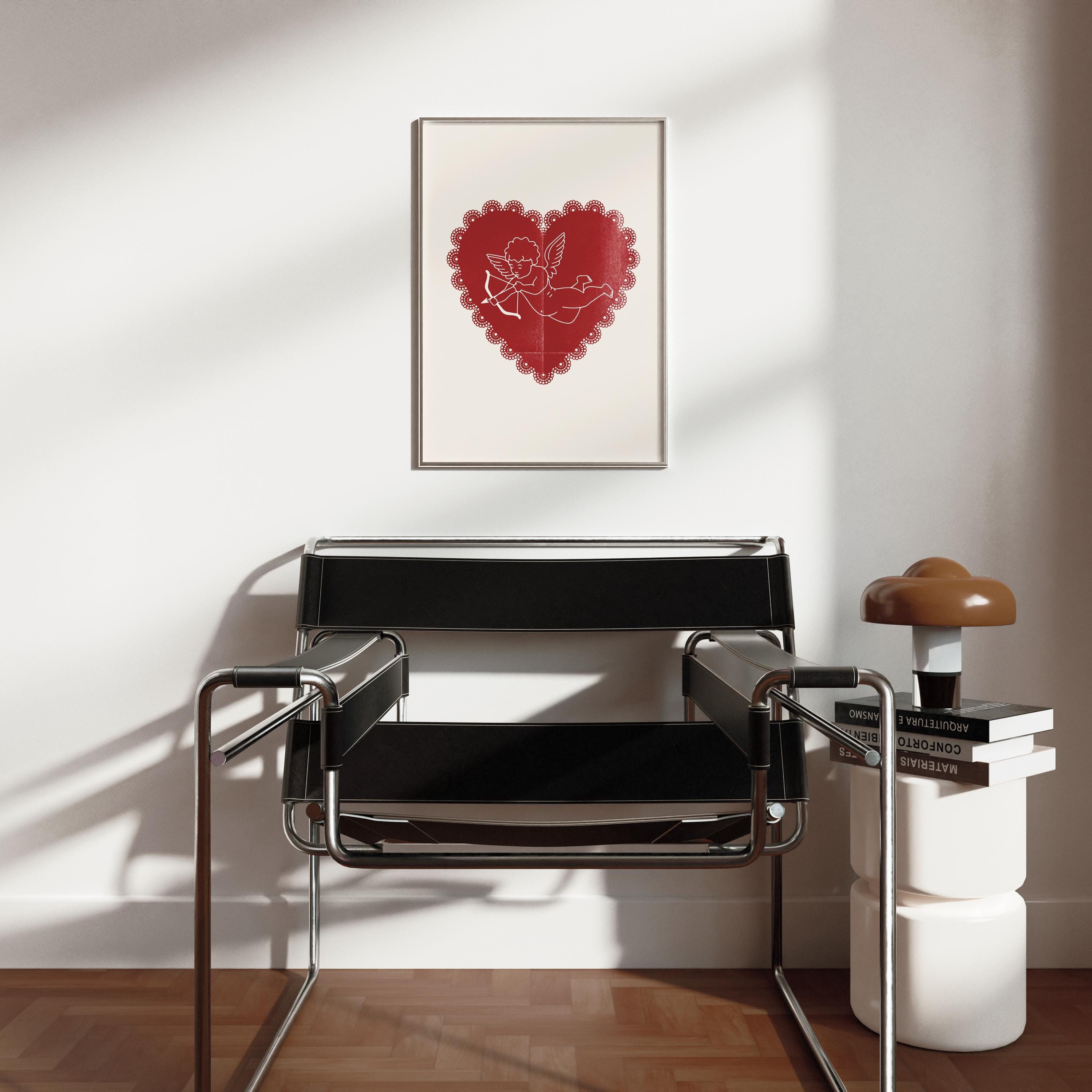 Cupid and Heart Aesthetic Poster Wall Art Trendy Bedroom Decor, Retro ...