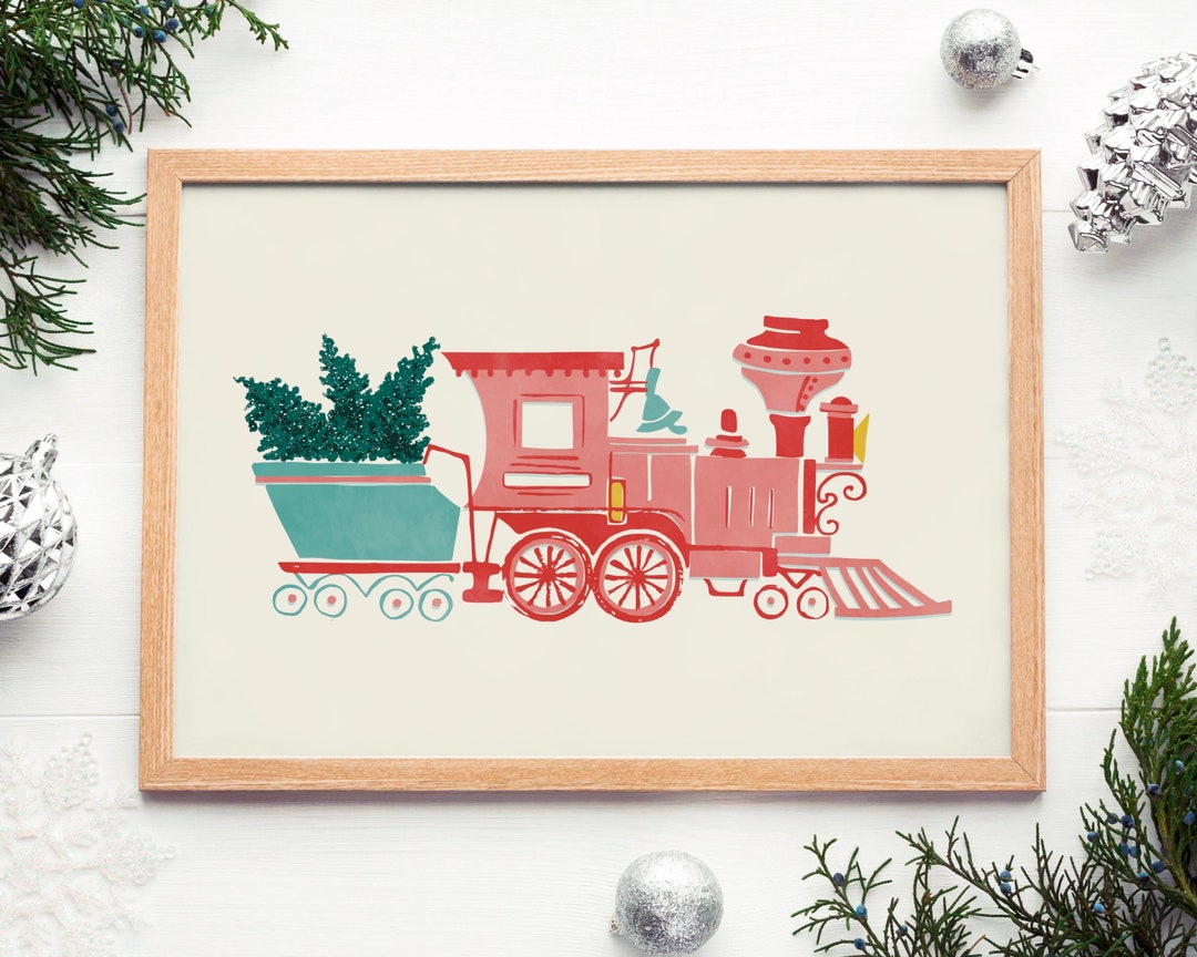 Retro Christmas Train Holiday Decor, Vintage Christmas Vibes, Christmas ...