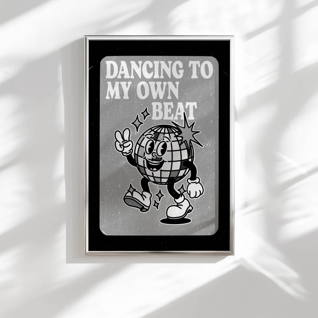 Black and White Art Motivational Poster Disco Ball Decor, Funky Wall ...