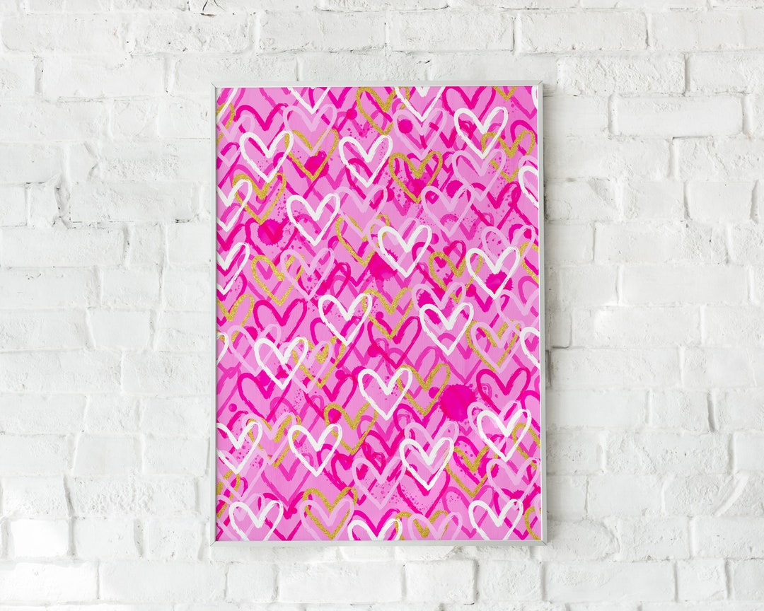 Pink Heart Preppy Wall Art Printable Preppy Room Decor for - Etsy