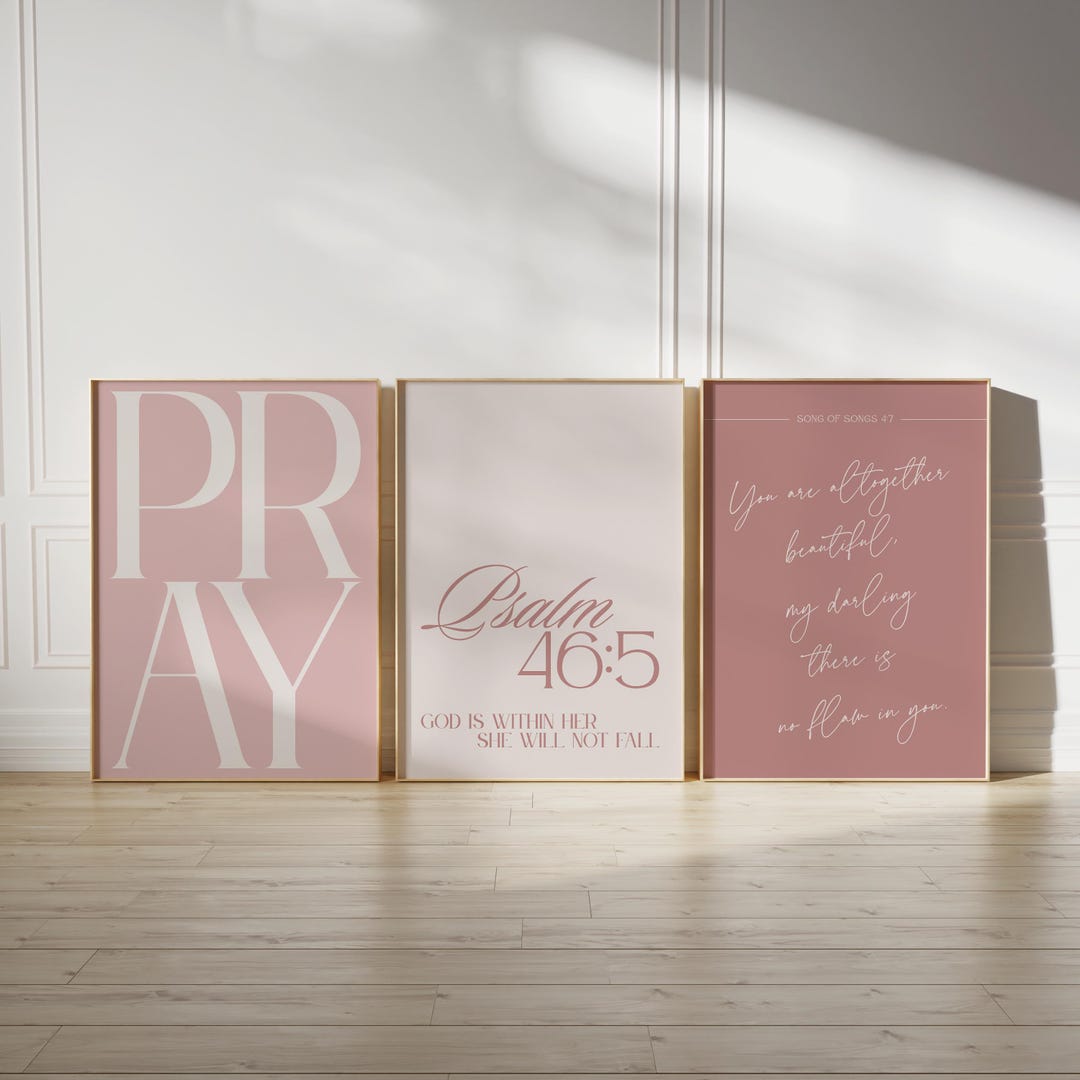 Set of 3 Bedroom Art Neutral Christian Decor, Jesus Word Wall Art ...