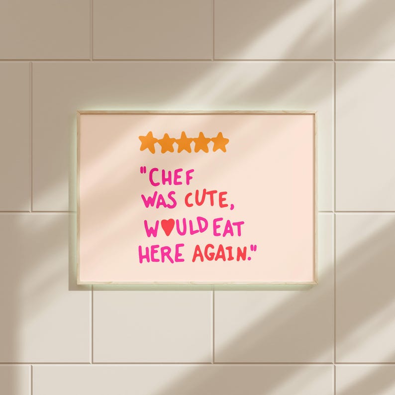 Funny Kitchen Poster Maximalist Wall Decor, Girly Wall Art Colorful ...