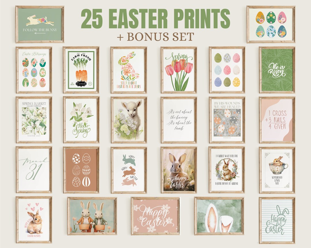 28 Easter Printables Mega Bundle Wall Art, Farmhouse Easter Decorations ...