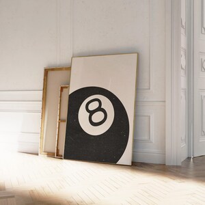 8 Ball Neutral Wall Art Retro Aesthetic Room Decor, Minimalist Wall Art ...