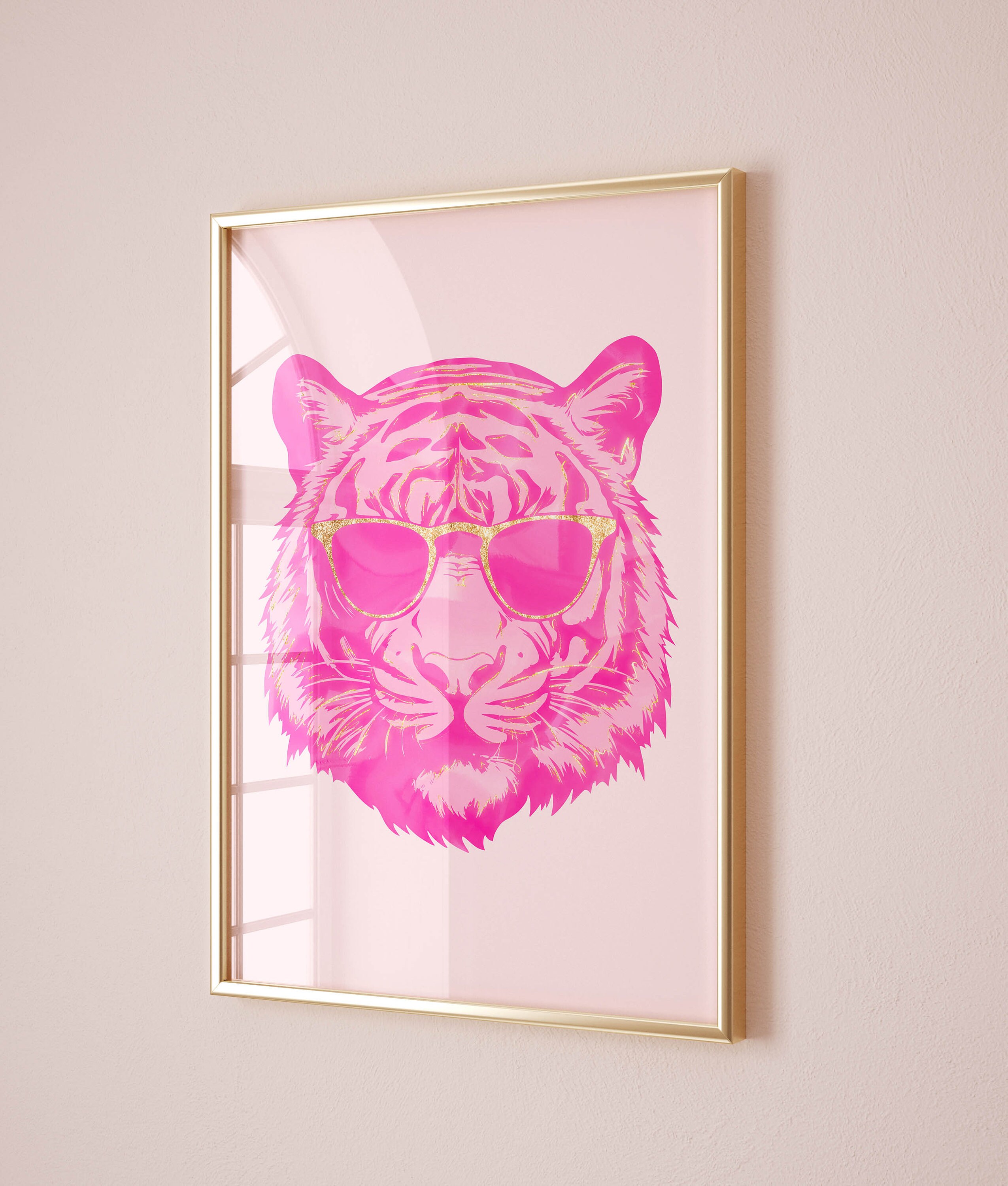 Funky Tiger Print Preppy Room Decor Aesthetic Pink Poster, Pink Wall ...